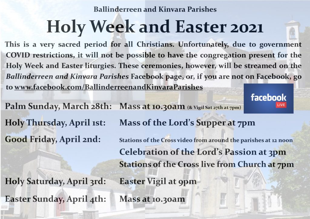 Holy Week and Easter Ceremonies 2021 | Ballinderreen & Kinvara Parishes